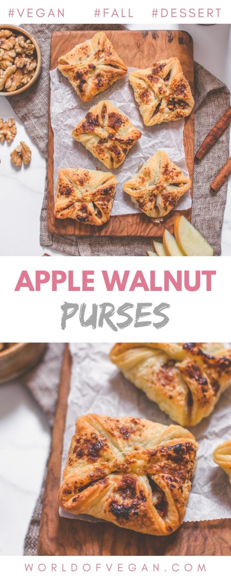 Apple Walnut Pastry Purses | Vegan Fall Dessert Recipe