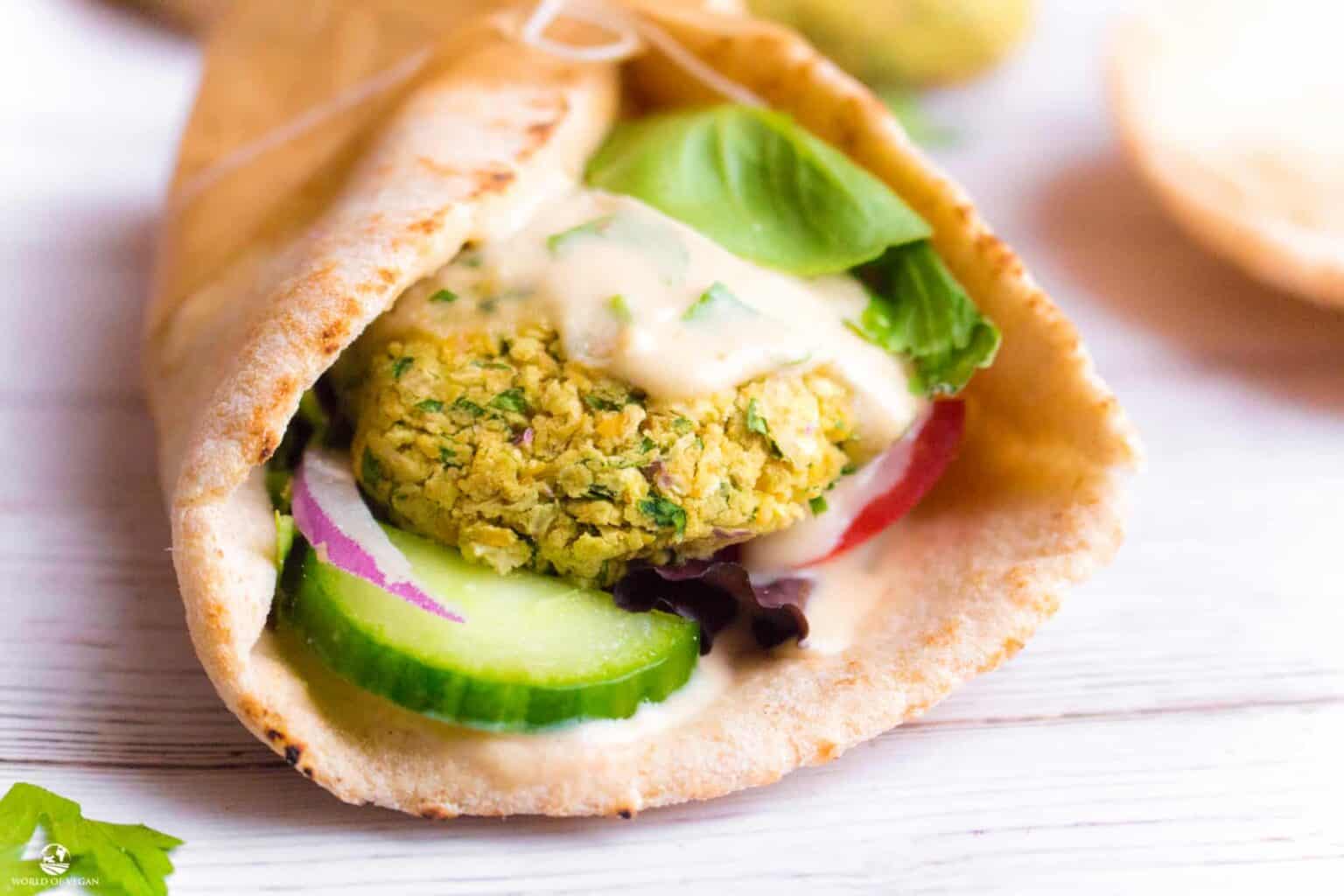 Easy Vegan Falafel Wraps — With Homemade Baked Falafels & Pita | Oil ...