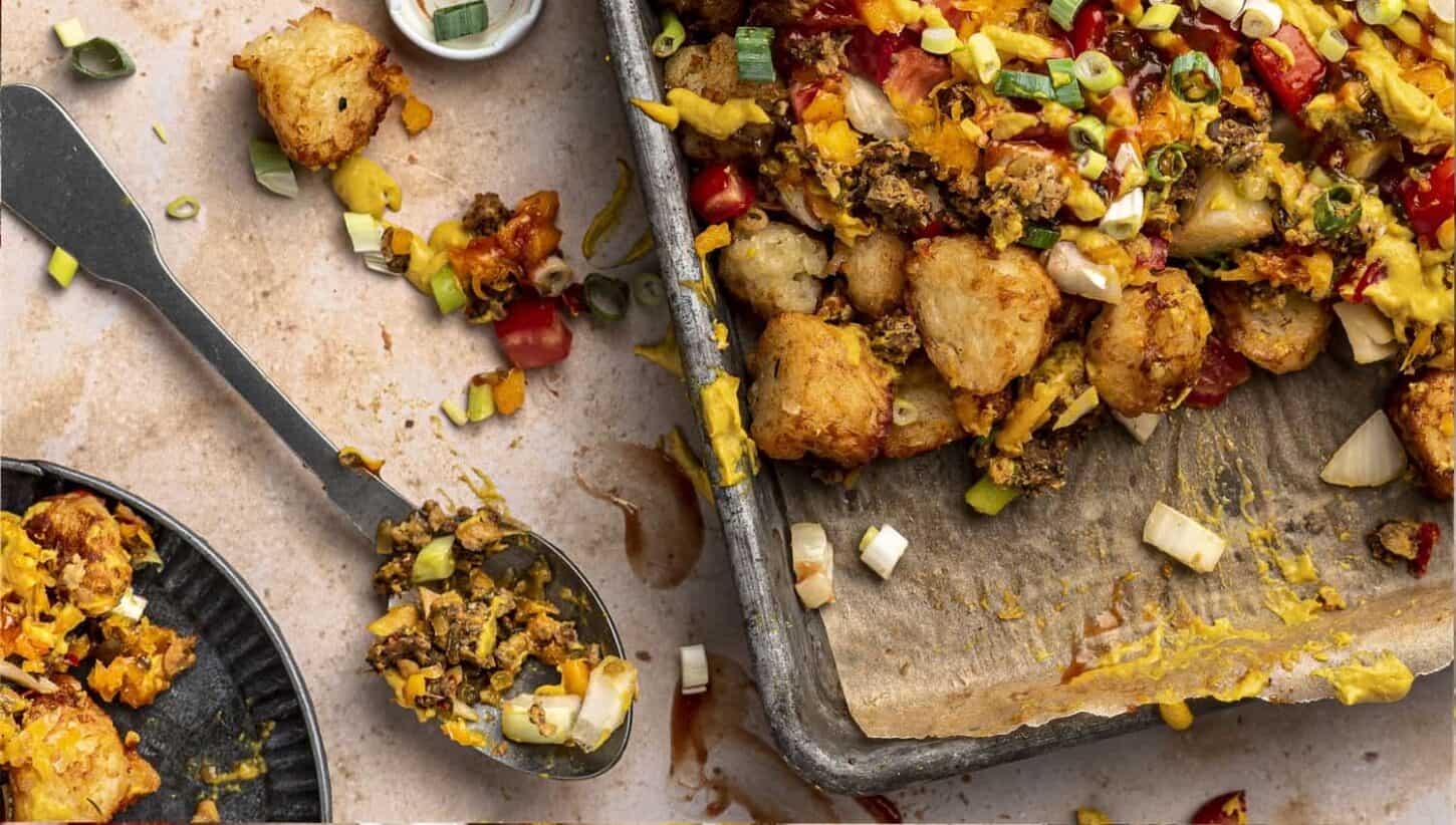 Vegan Cheesy Burger Tater Tots - The Ultimate Late-Night Snack!