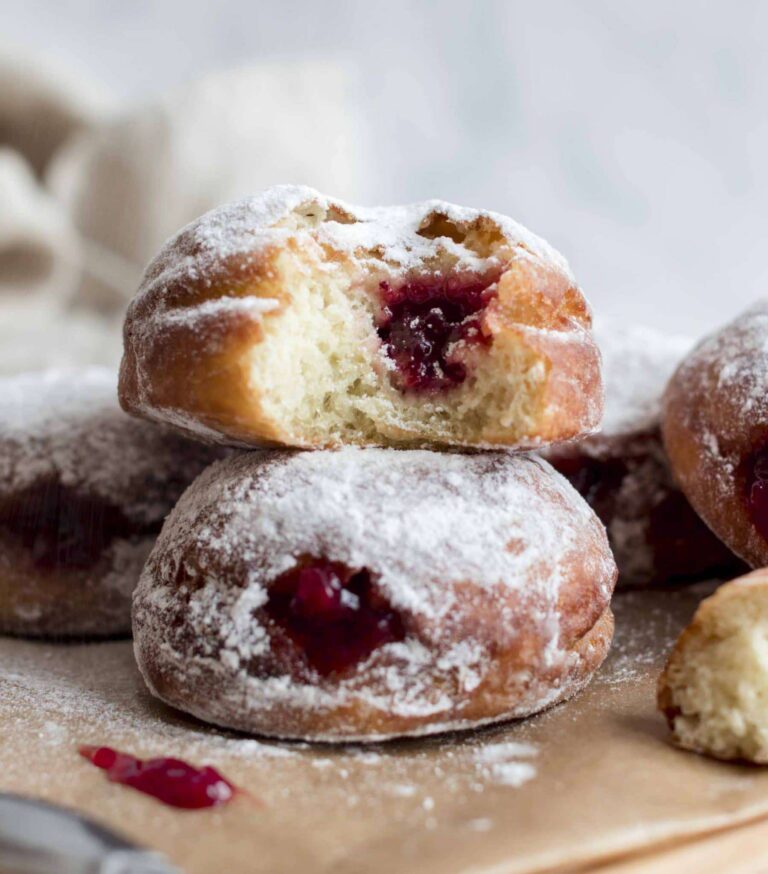 Vegan Sufganiyot Recipe for Pillowy Jelly Donuts {Dairy-Free}